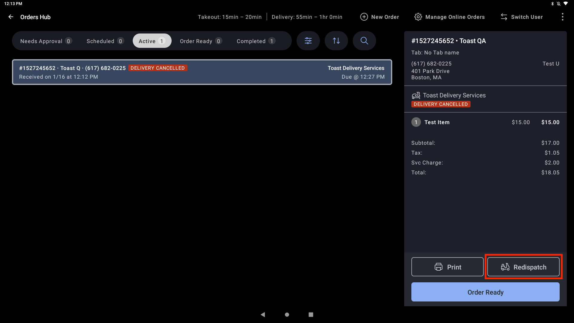 Optimize Toast Delivery Services® POS Order Tracking Workflow