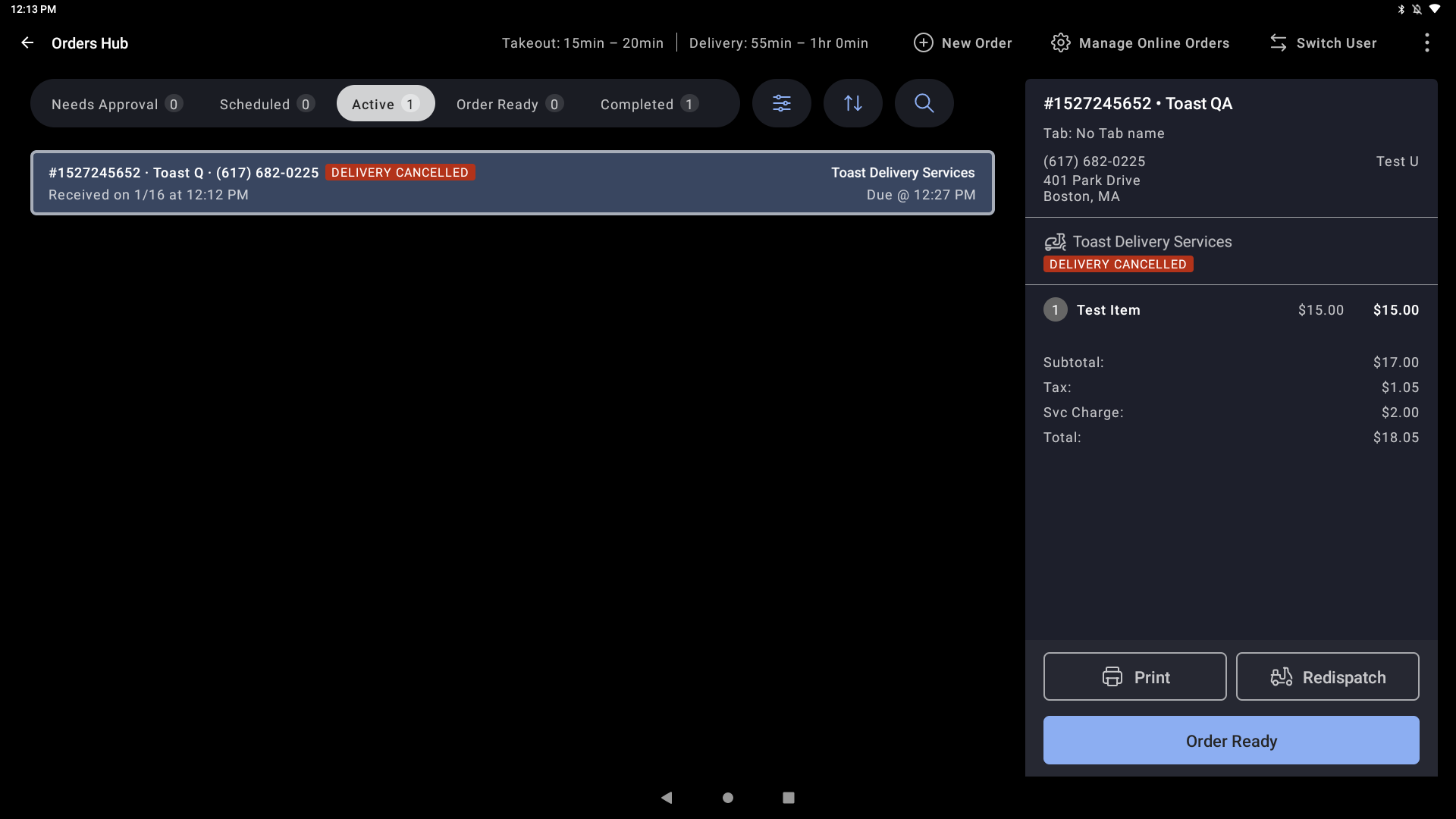 Optimize Toast Delivery Services® POS Order Tracking Workflow