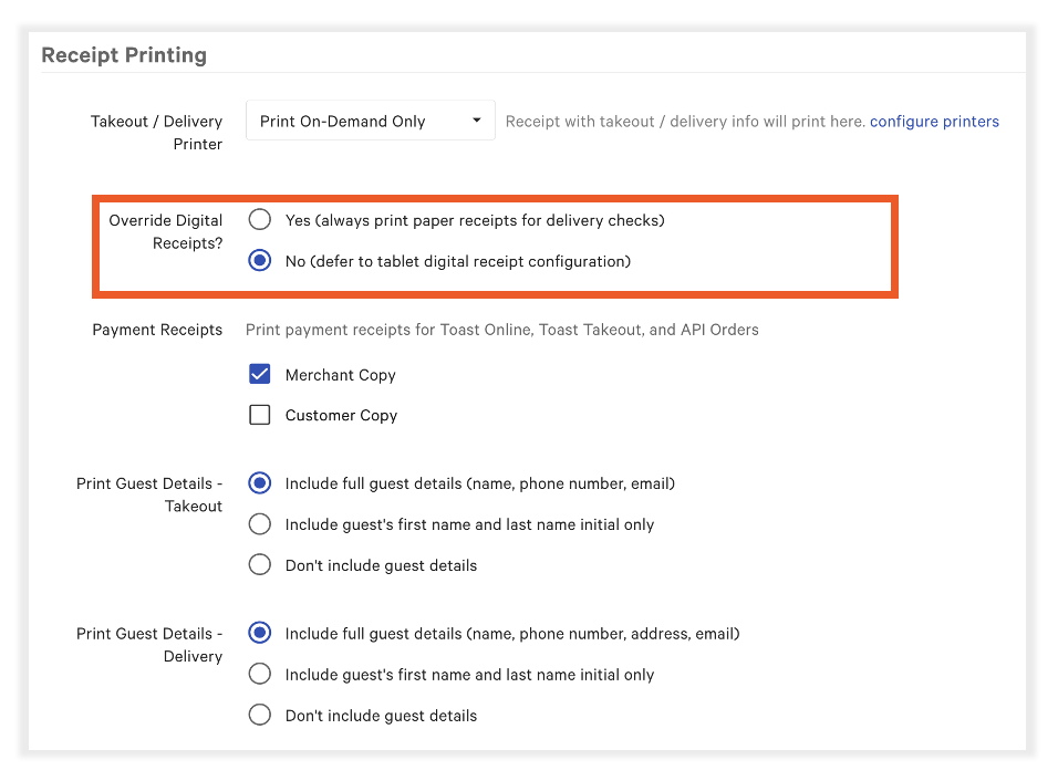 Toast Delivery Services Phone Order Tip Set Up