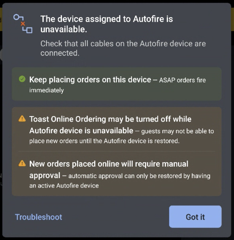Troubleshoot Your Autofire Device